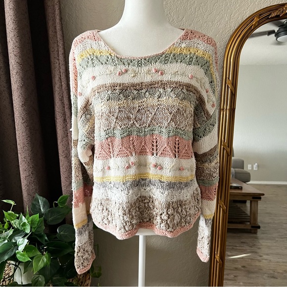 Vintage | Sweaters | Vintage Shabby Chic Cottagecore Floral Knit ...